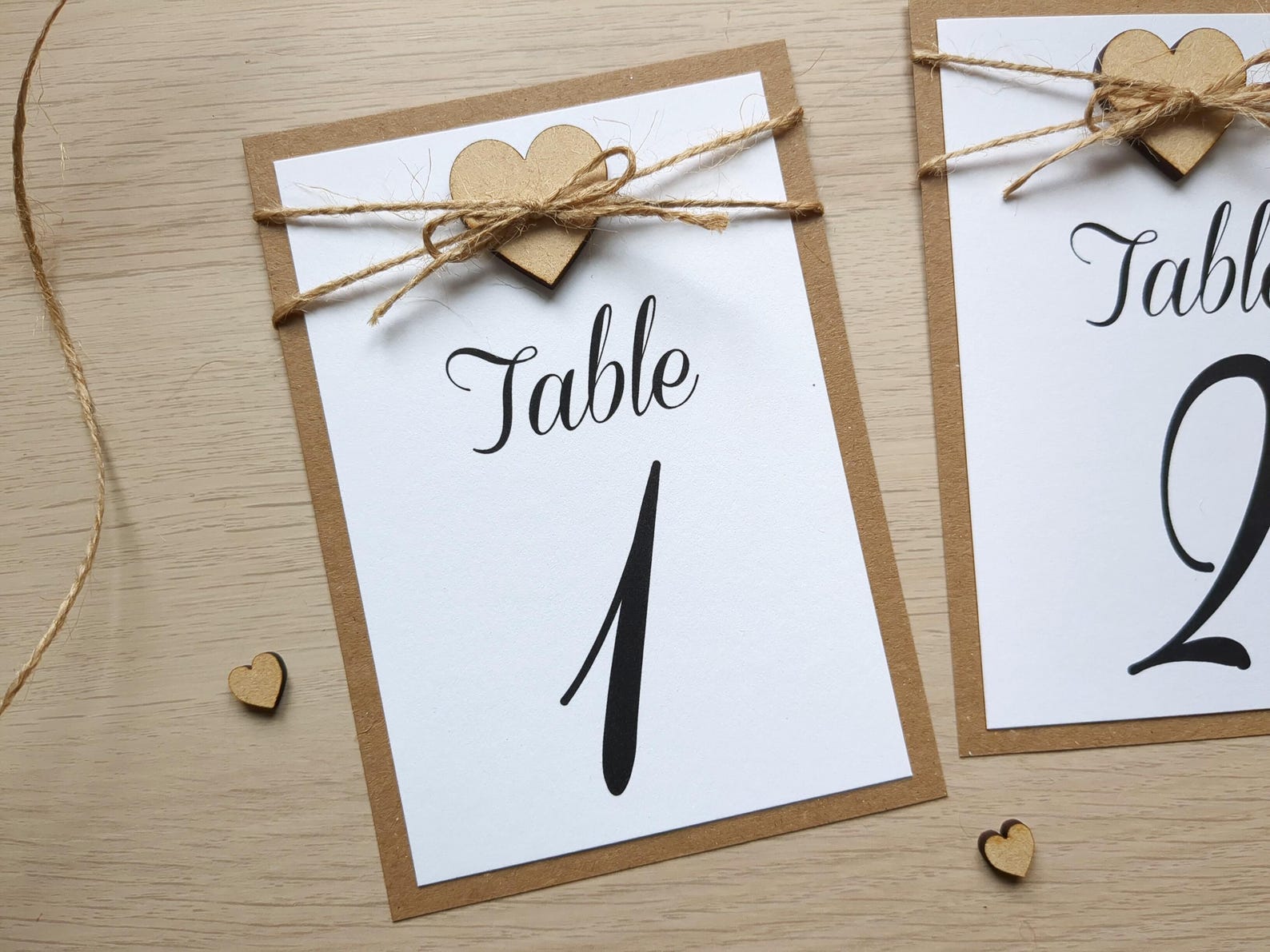 Rustic Heart Table Number Name - Handmade Wedding Stationery - Etsy UK