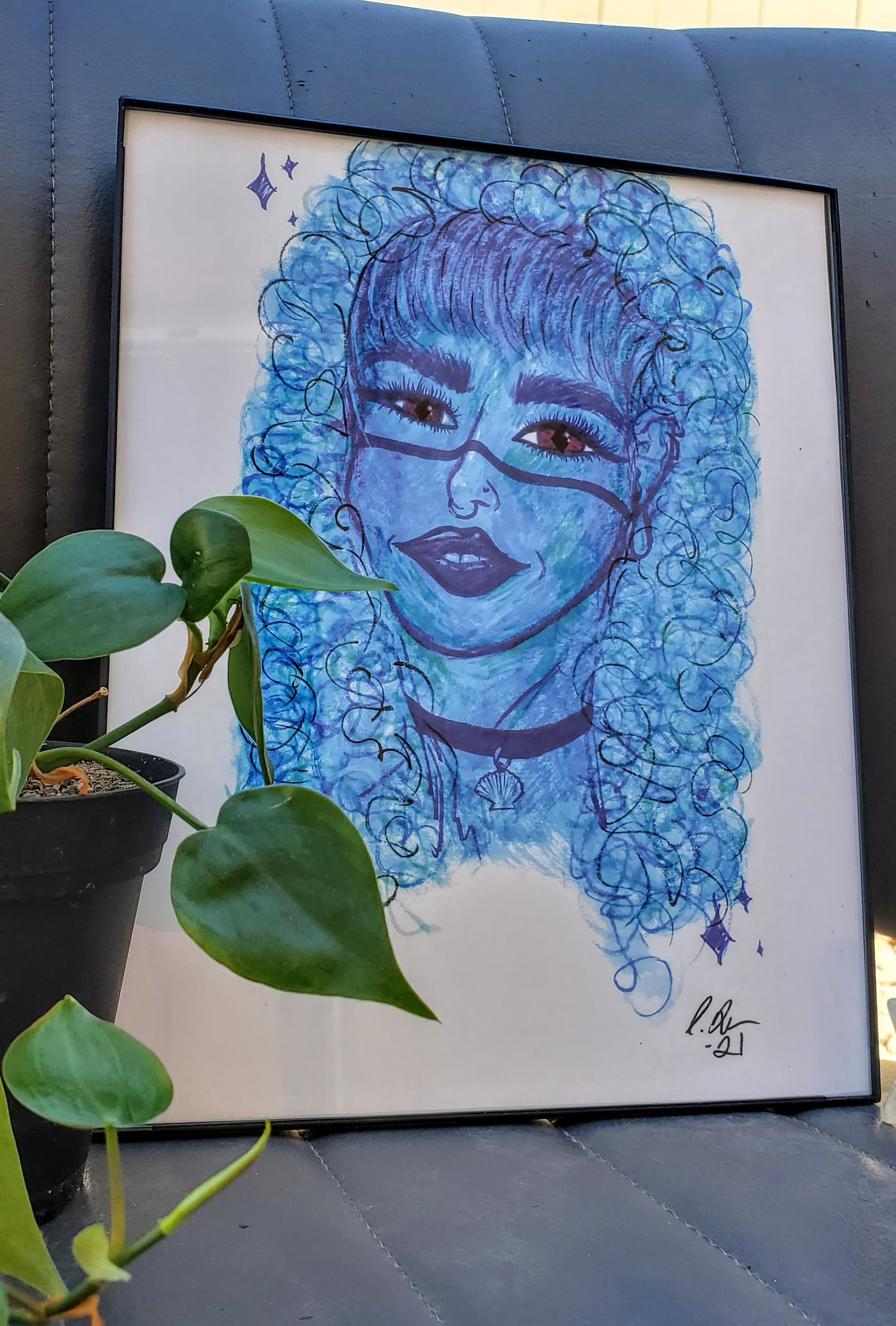 Water Sign Zodiac Watercolor Art Print | Blue Brush Pen Art Work ...