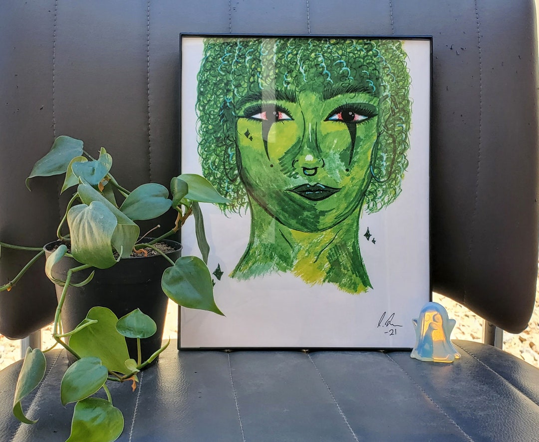 Earth Sign Zodiac Watercolor Art Print Framed Green Brush - Etsy