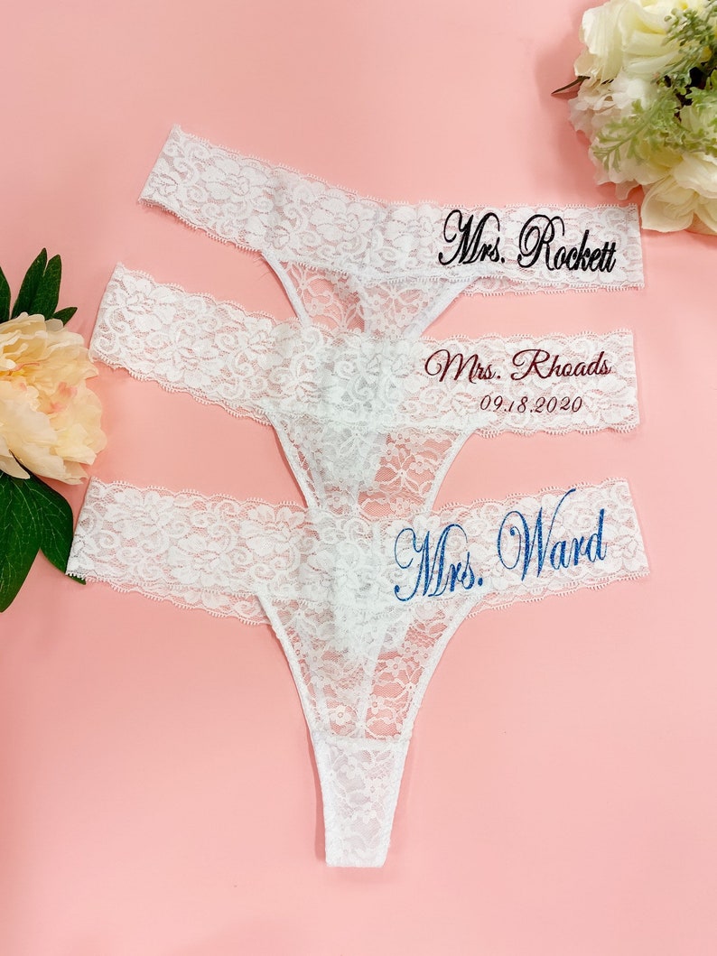 Personalized Bridal Lace Thong Bride Thong Bride Lingerie Etsy