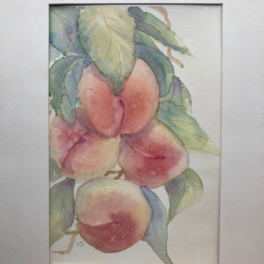 Original Watercolour of a Peach Tree. Painting of Fruit. - Etsy UK