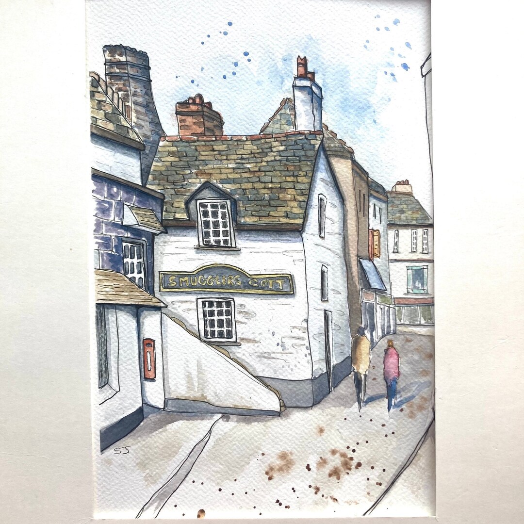 Original A4 Watercolour Painting of the Smugglers Cott,looe. Cornish ...