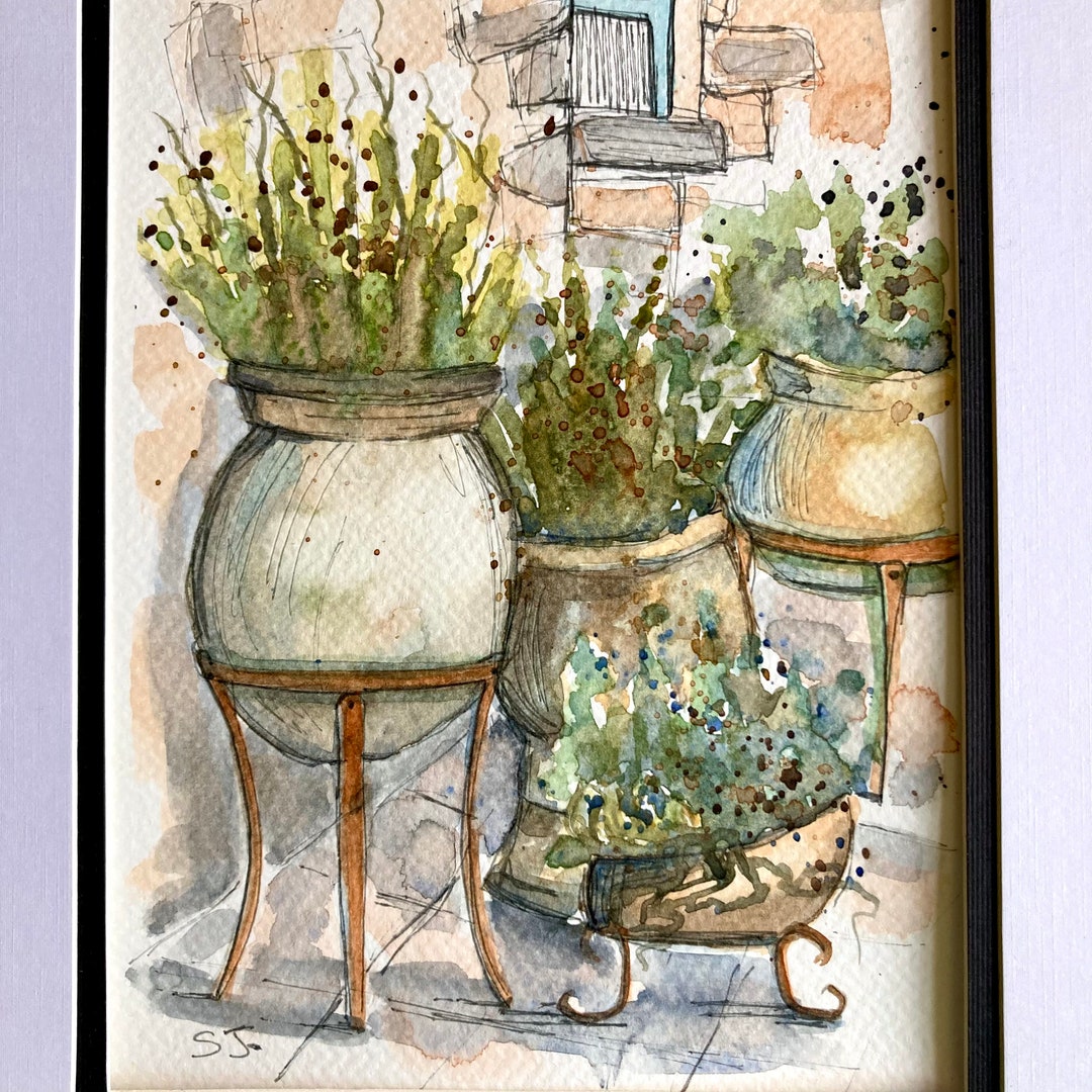 Original Watercolour of a French Country Garden, Cottagecore, Gallery ...