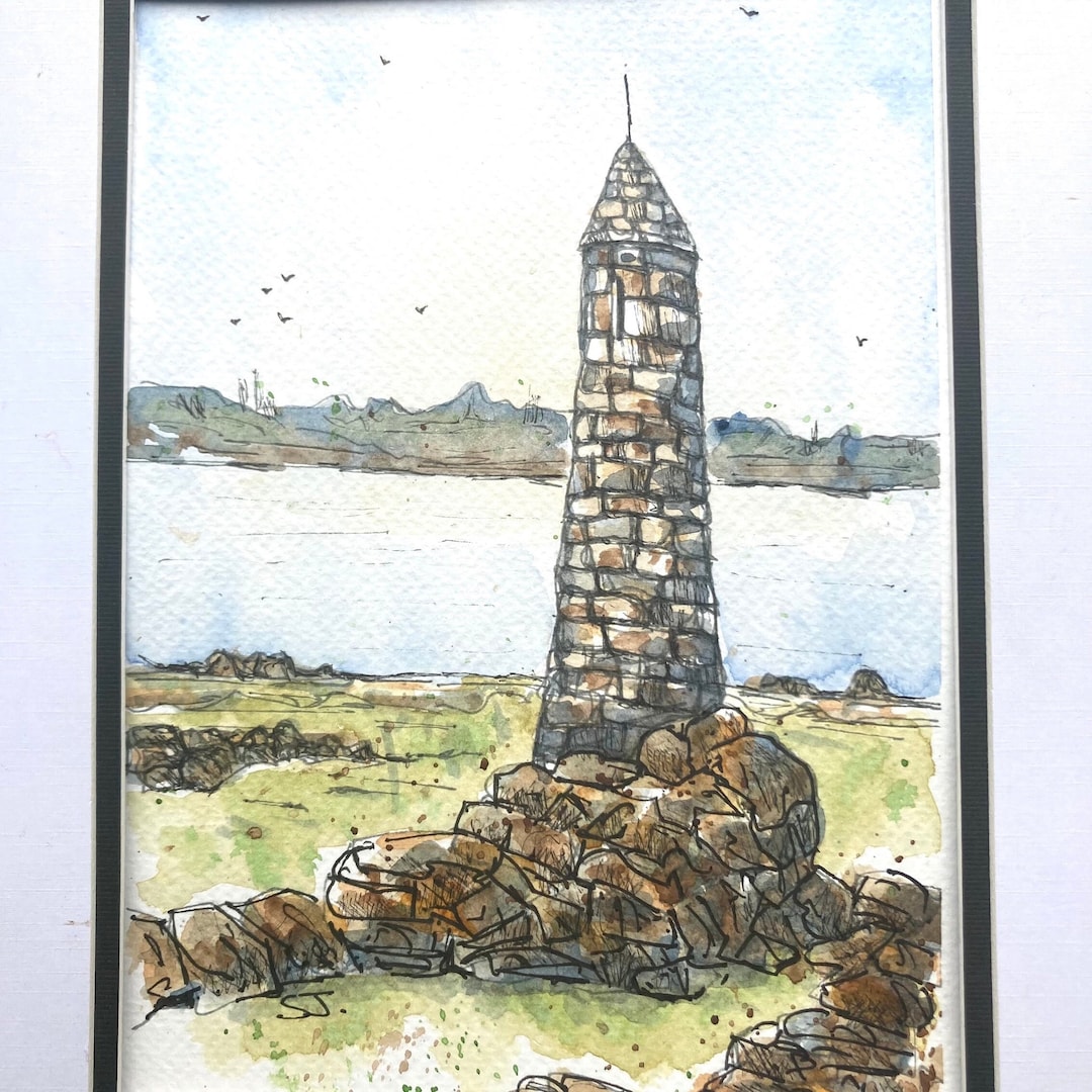 Original Watercolour Painting of Irish Round Tower, Landscape of ...