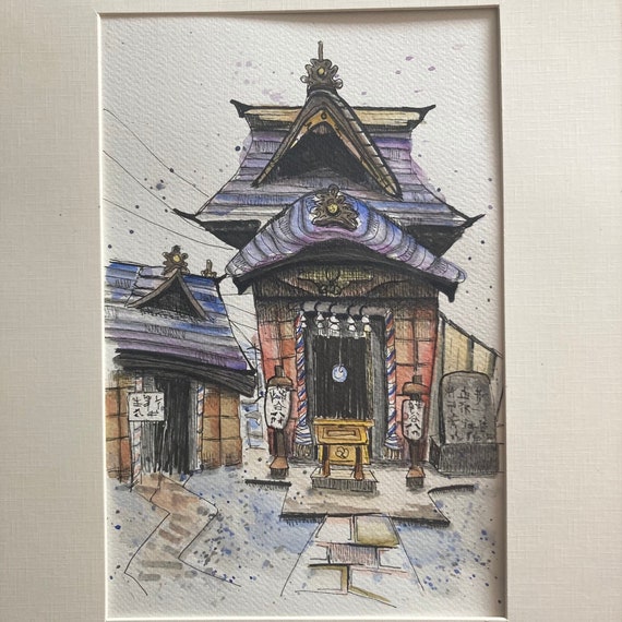 Japanese Shinto Shrine Drawing