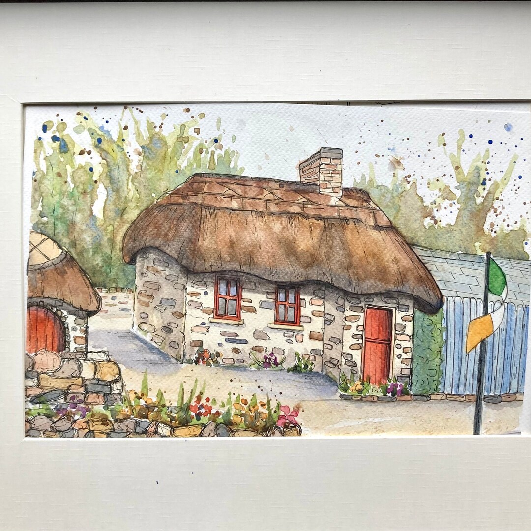 Original Watercolour of a Traditional Irish Cottage, Paintings of ...