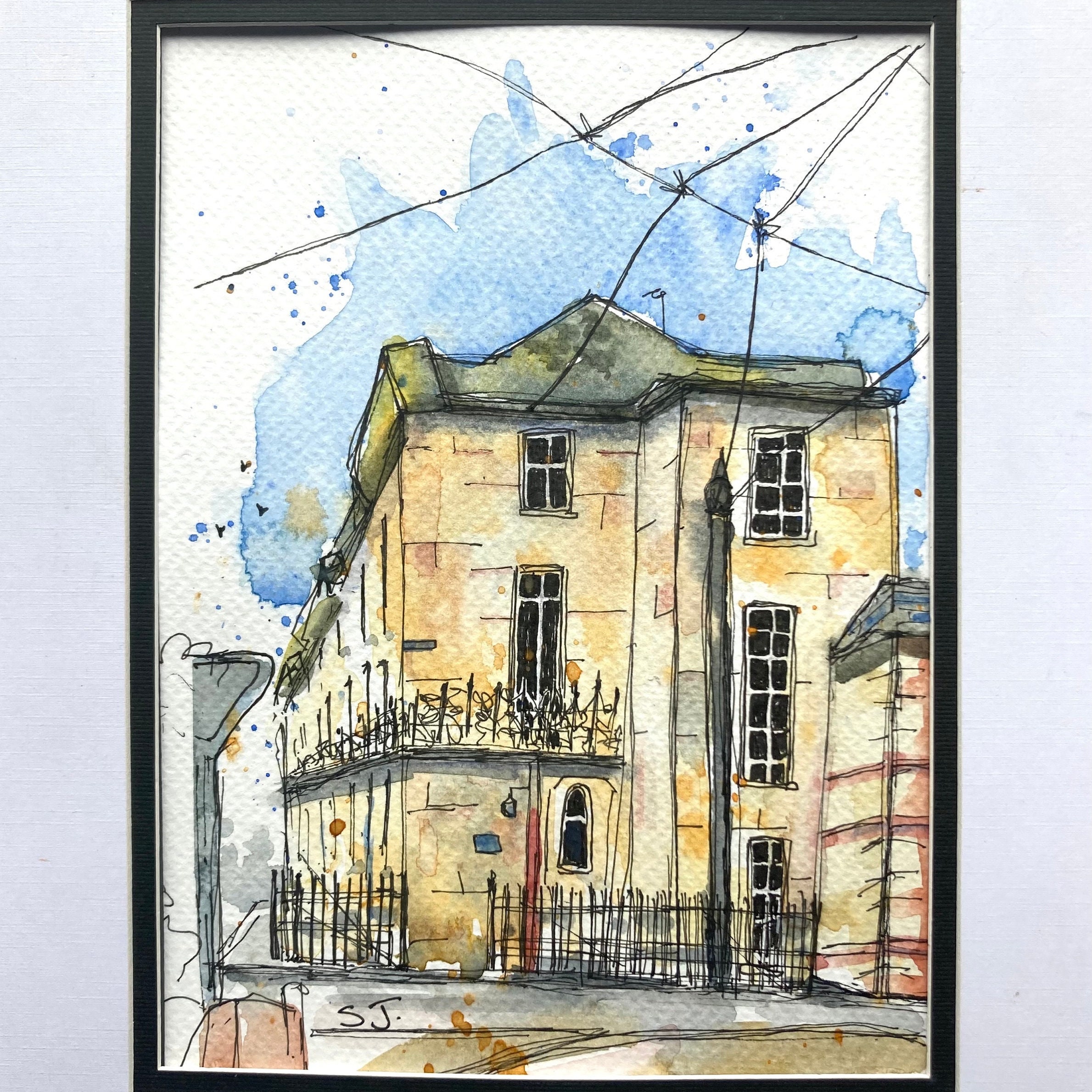 Original A5 Watercolour of Row of Georgian House in Lancashire, UK ...
