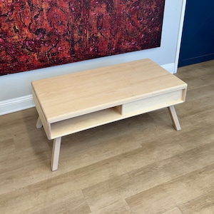 Mid Century Coffee Table With Drawers, Modern Coffee Table, Family Room ...