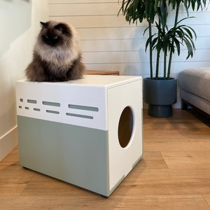 Litter Box Enclosure for Cats No Tracking With Flip up Easy Access Door ...