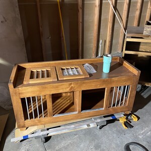 Dog Crate Bench, Sliding Barn Doors, Dog House, Farmhouse Dog Crate ...