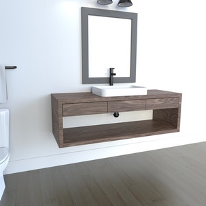 Floating Bathroom Vanity With 2 Drawers Solid Wood / Modern | Etsy