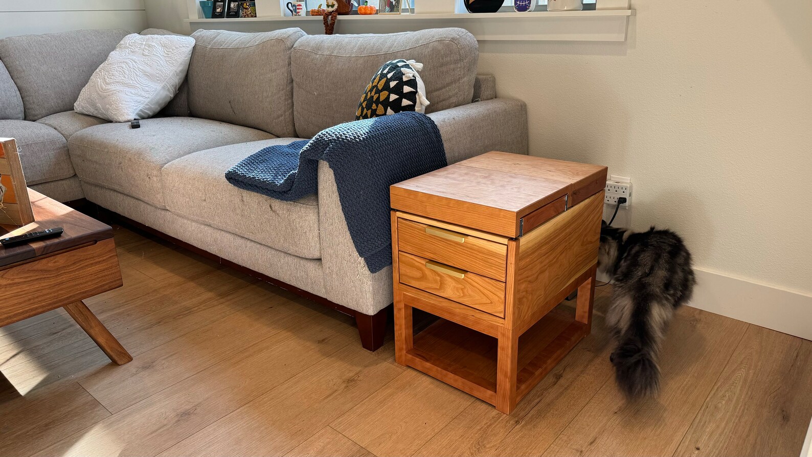 Lift Top Couch End Table With Drawers, Cabinet, TV Table, Scandinavian ...