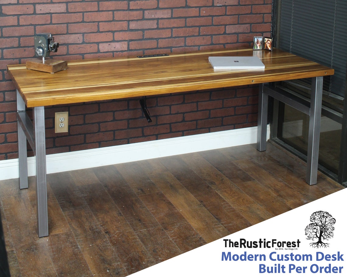Modern Desk / Steel and Wood / Industrial / Urban Furniture / - Etsy