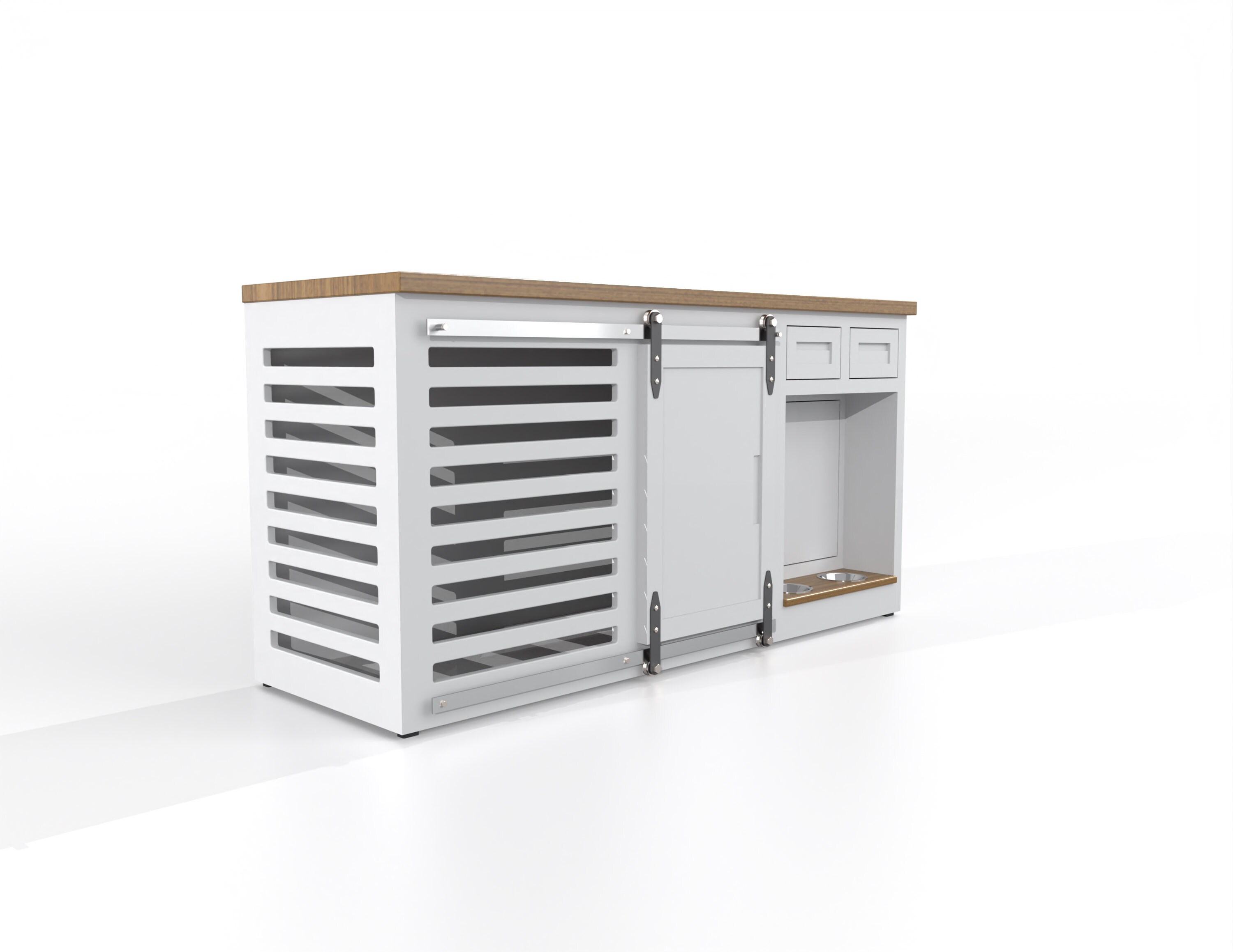 Rustic Farmhouse Dog Crate With Feeding Station & Storage - Etsy