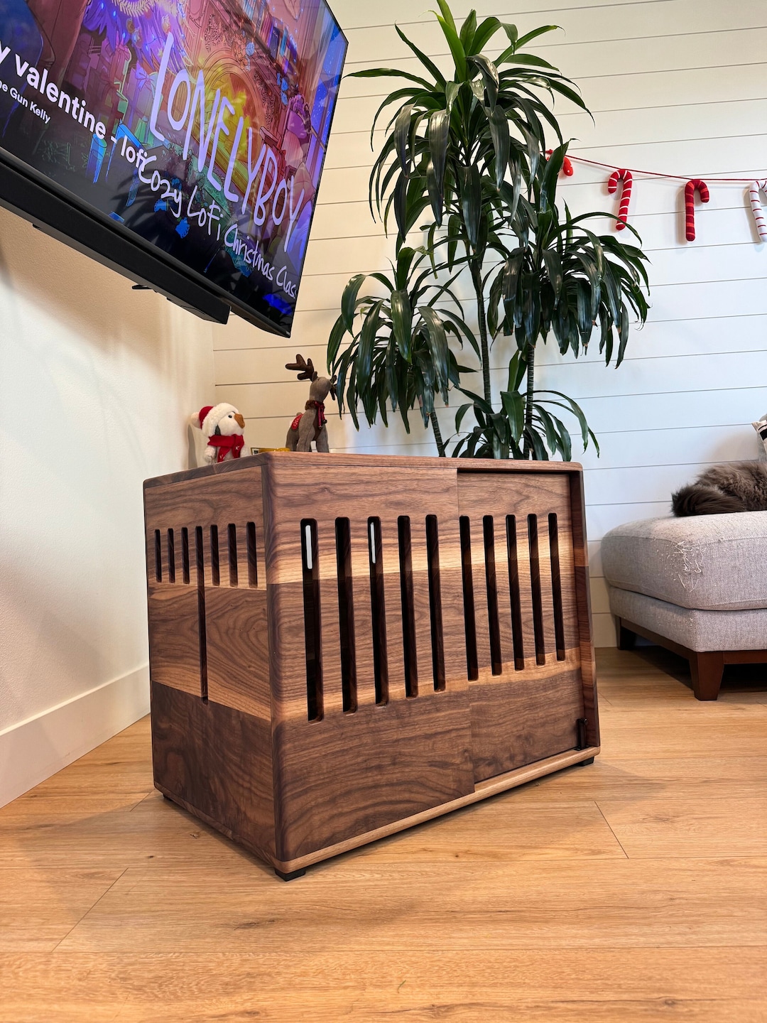 Modern Dog Crate With Sliding Door in Solid Wood and Handmade in USA ...