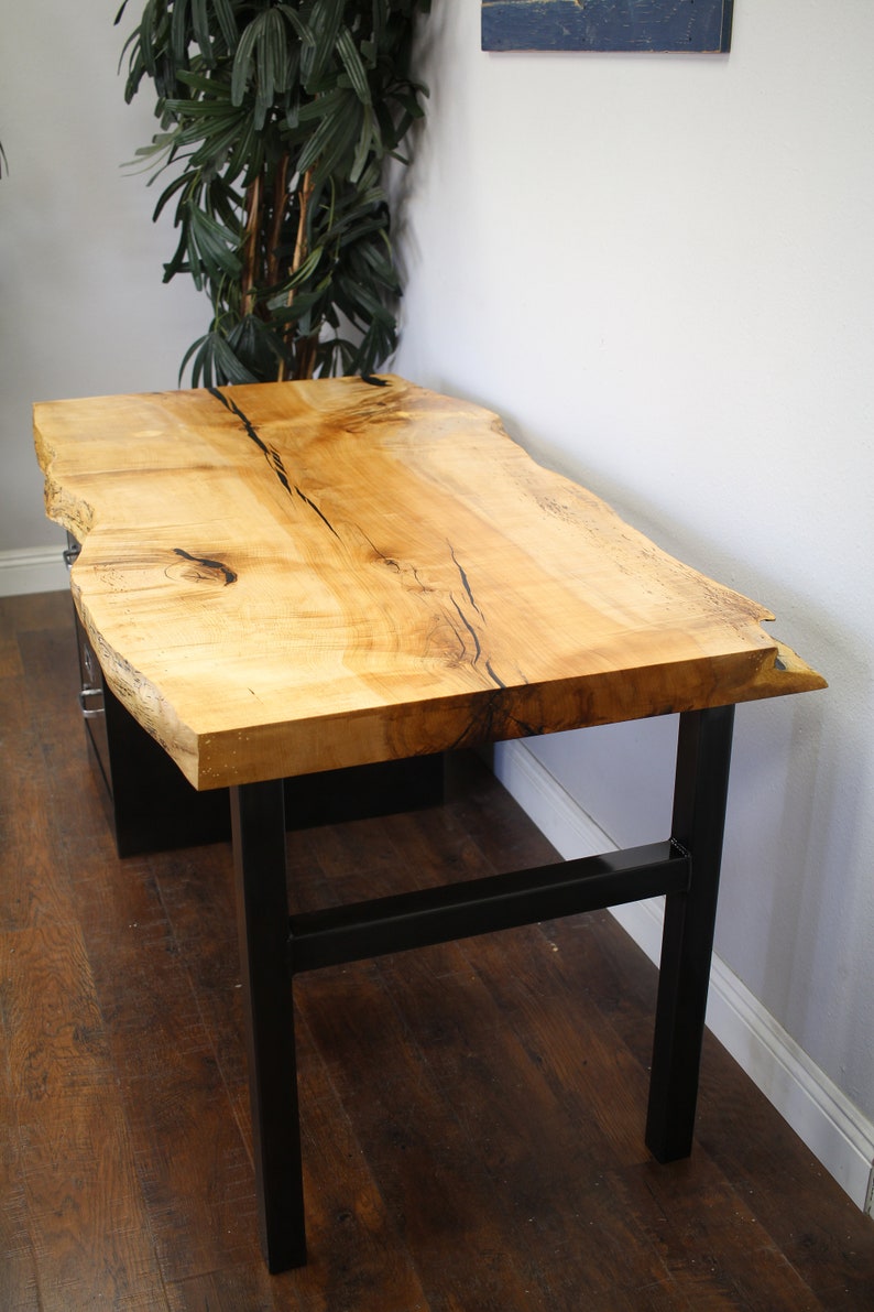 Live Edge Slab Desk / 2 Drawer Steel Cabinet Solid Wood Top - Etsy