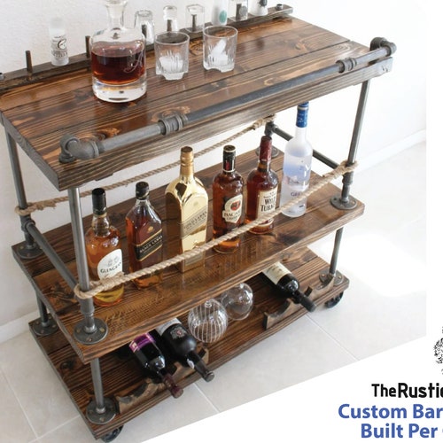 Industrial Pipe and Wood Kitchen Storage Cart - Etsy