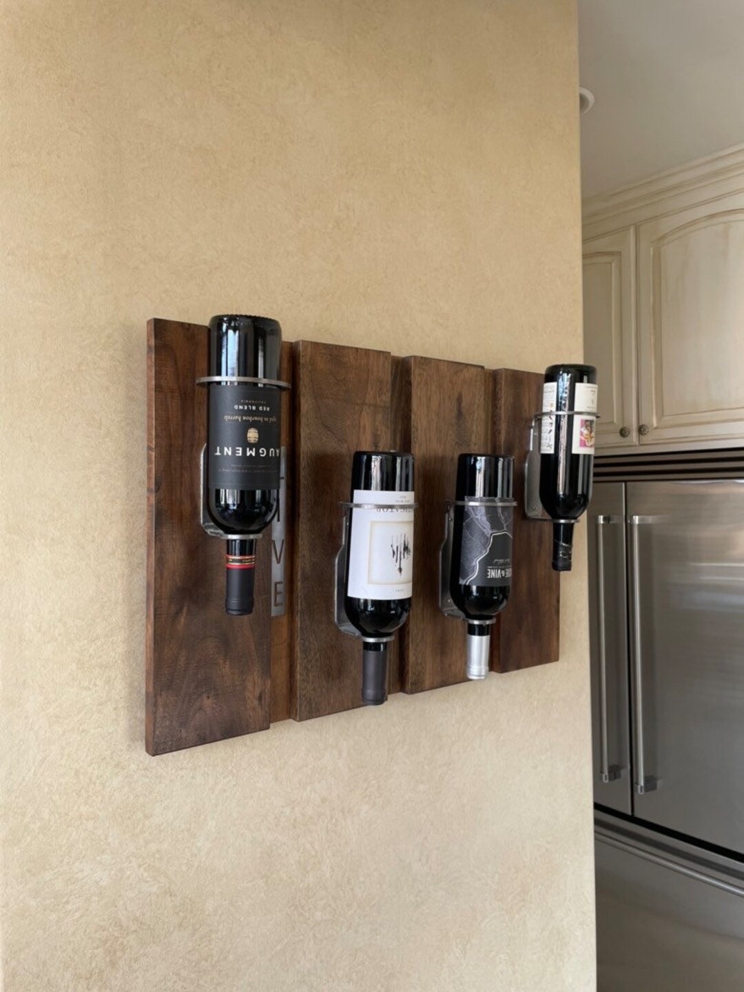 Wine Rack Bottle Hanger - Rustic / Industrial / Solid Wood / Wall Decor ...