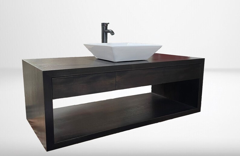 Floating Bathroom Vanity With 2 Drawers Solid Wood / Modern | Etsy