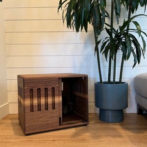Modern Dog Crate With Sliding Door in Solid Wood and Handmade in USA ...
