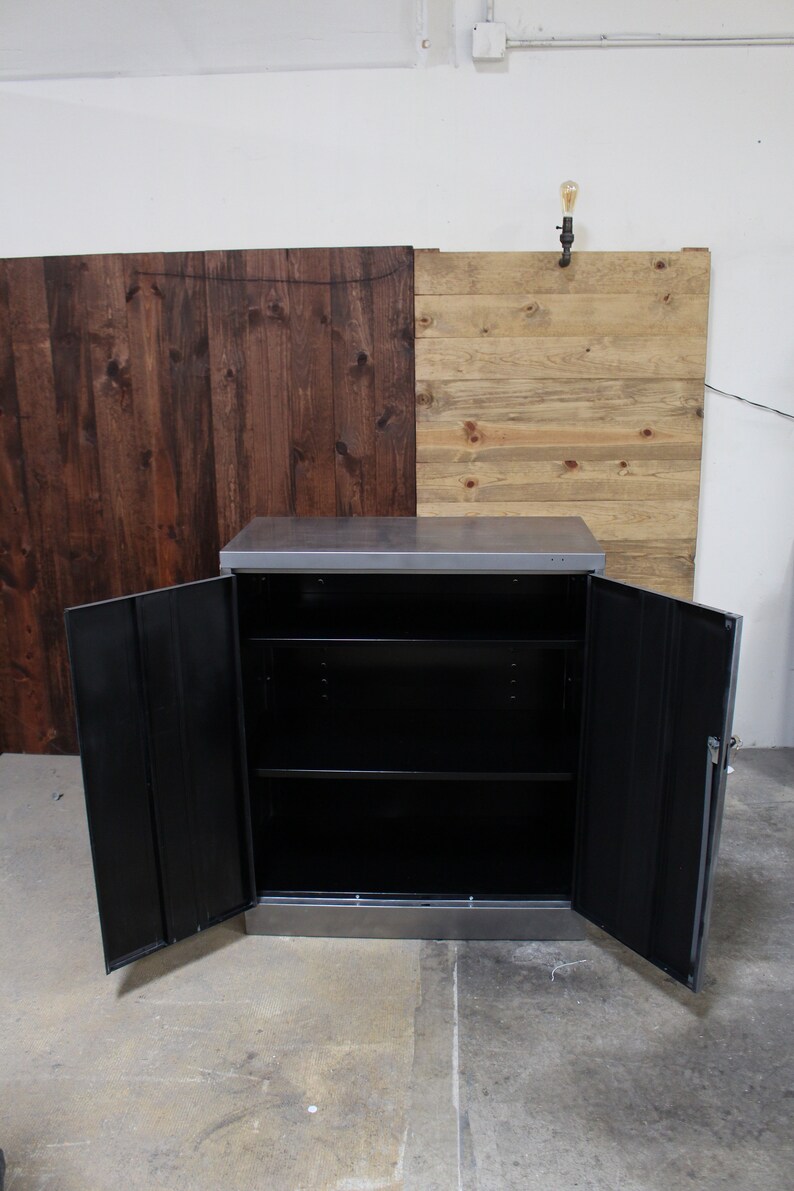 Hinged Door Metal Storage Cabinet Refinished / tool storage / | Etsy