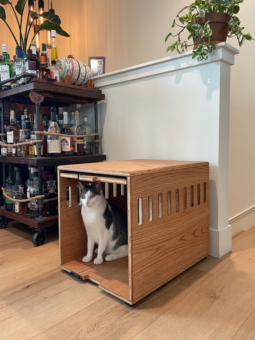 Litter Box Enclosure for Cats No Tracking With Flip up Easy Access Door ...