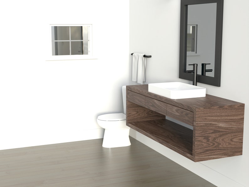 Floating Bathroom Vanity With 2 Drawers Solid Wood / Modern | Etsy
