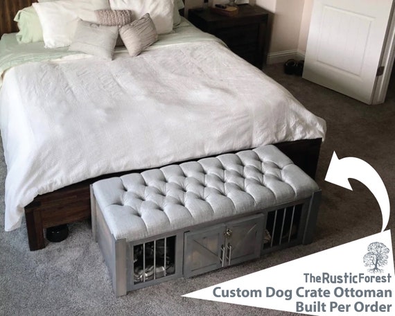 Dog Crate Ottoman Small Dog Kennel / Soft Cushion Top / - Etsy