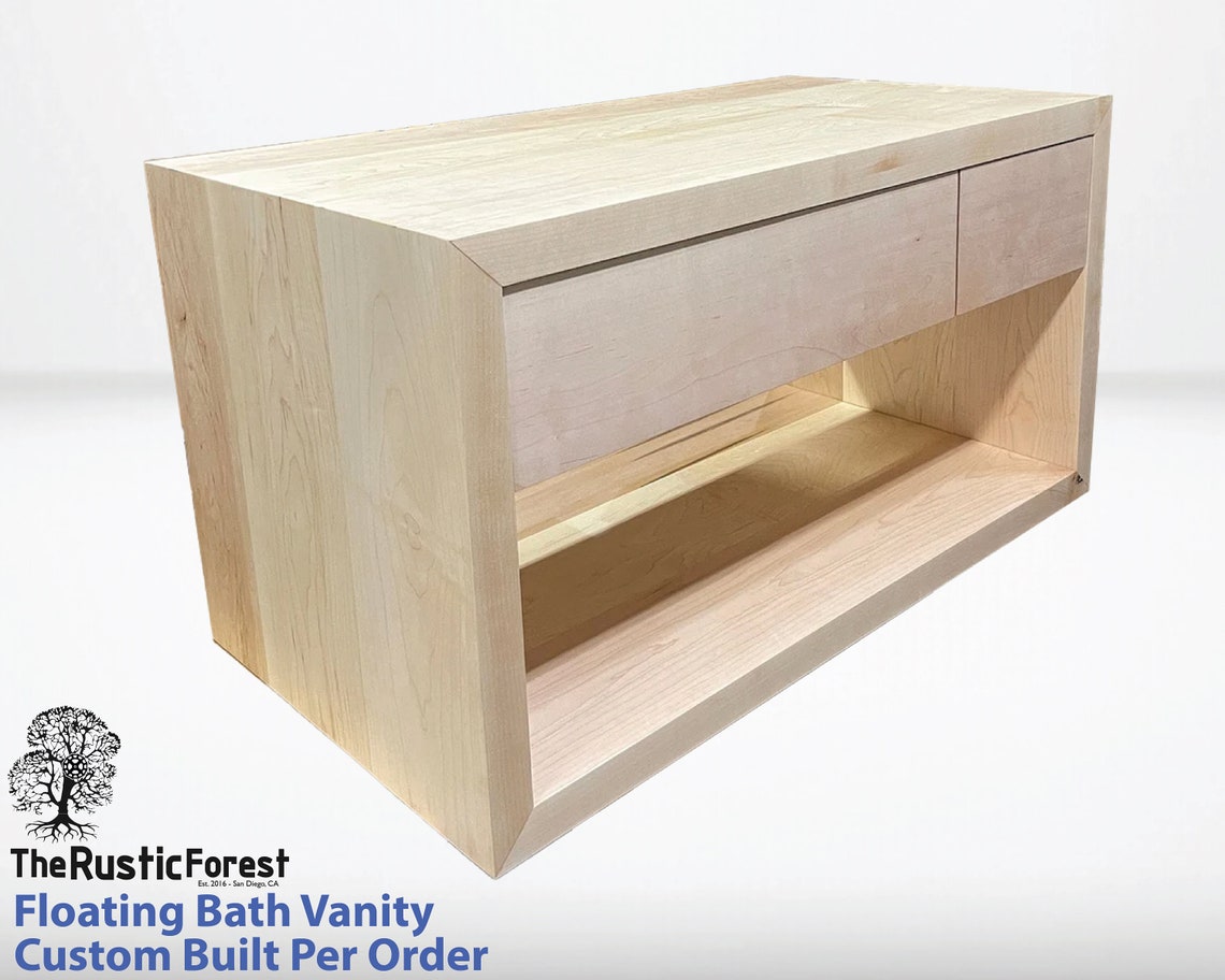 Floating Bathroom Vanity With 2 Drawers for Offset Sink - Etsy