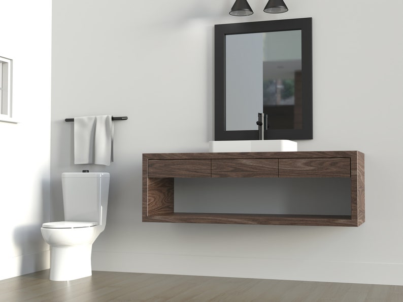 Floating Bathroom Vanity With 2 Drawers Solid Wood / Modern | Etsy
