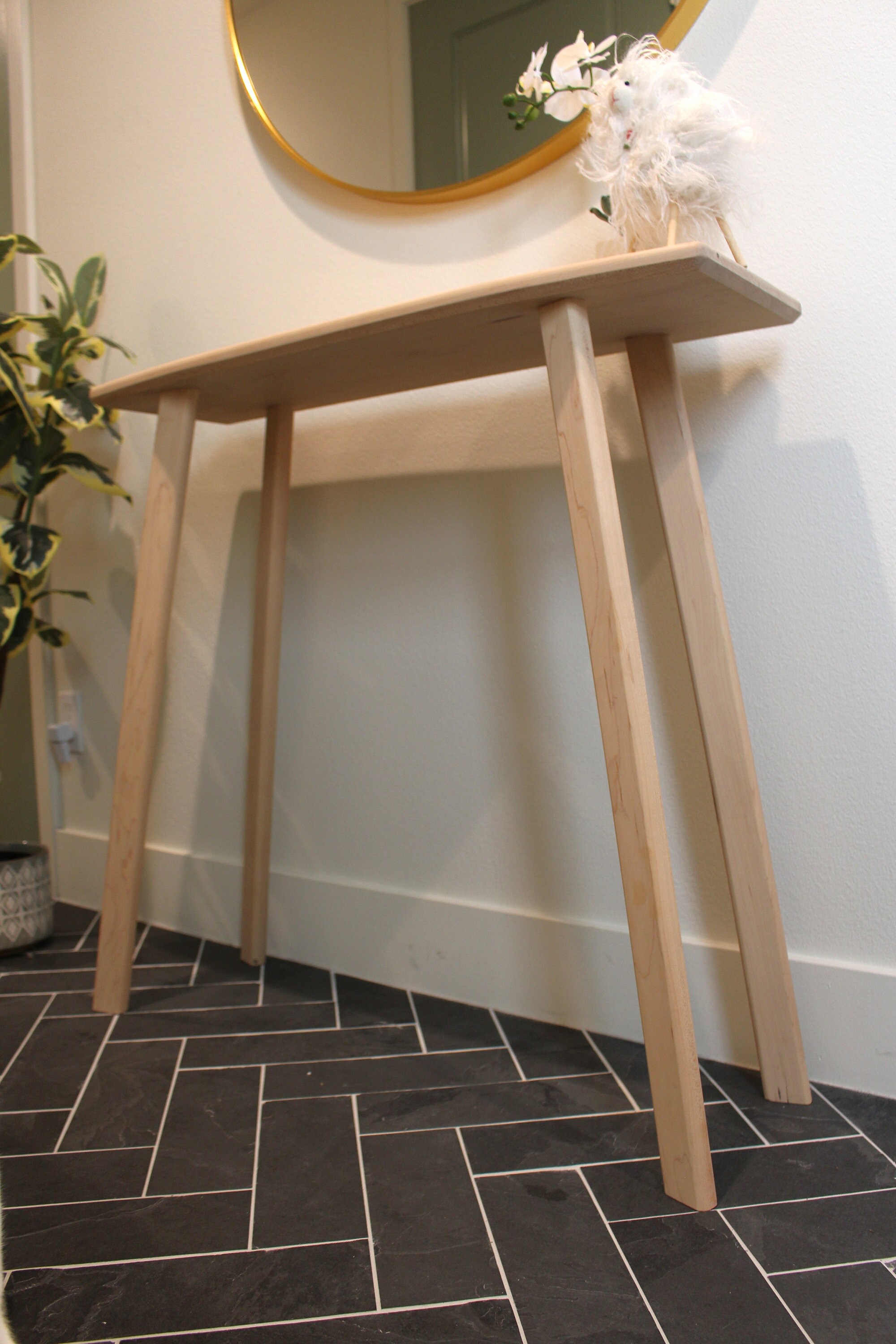Solid Maple Entry Table, Angled Legs, Handmade Console - Etsy