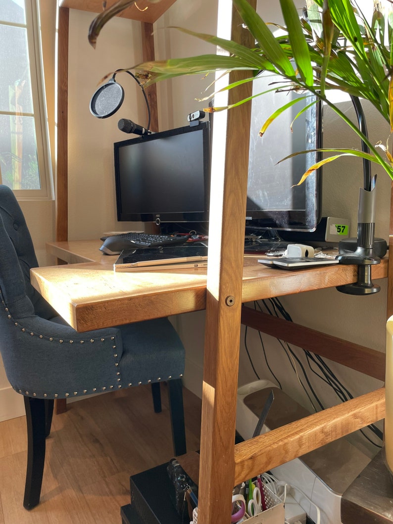 Home Desk Modern Bedroom Desk W Shelf Solid Wood Desk - Etsy