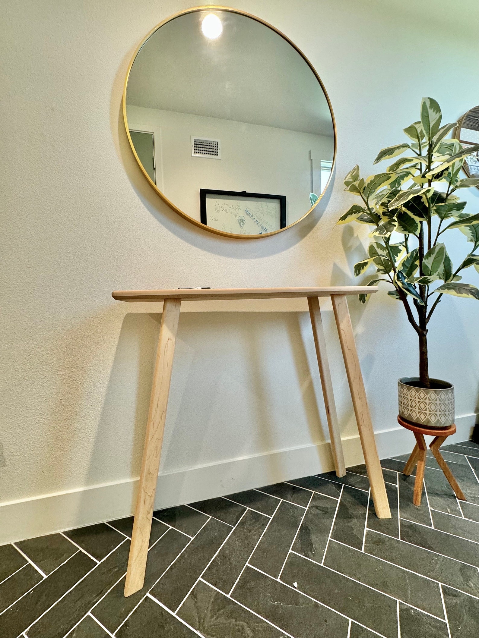 Solid Maple Entry Table, Angled Legs, Handmade Console - Etsy