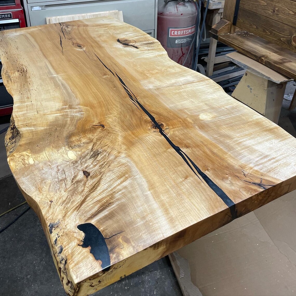 Live Edge Slab Desk / 2 Drawer Steel Cabinet Solid Wood Top - Etsy