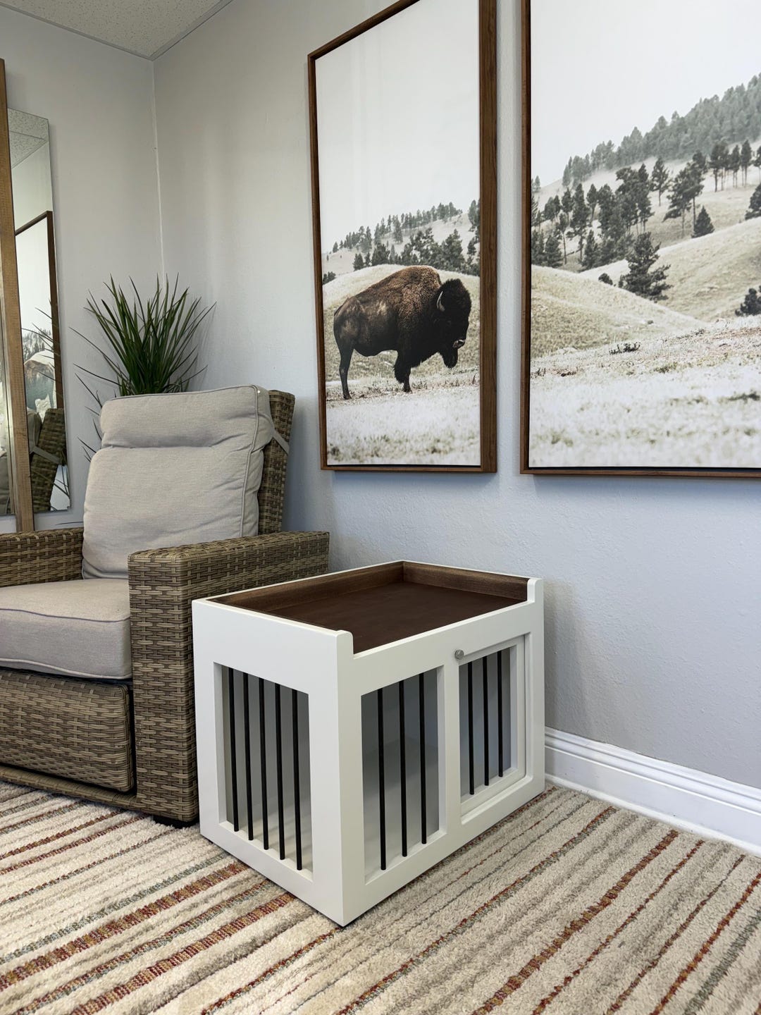 Modern Dog Crate Farmhouse, Sliding Door in Solid Wood and Handmade in ...