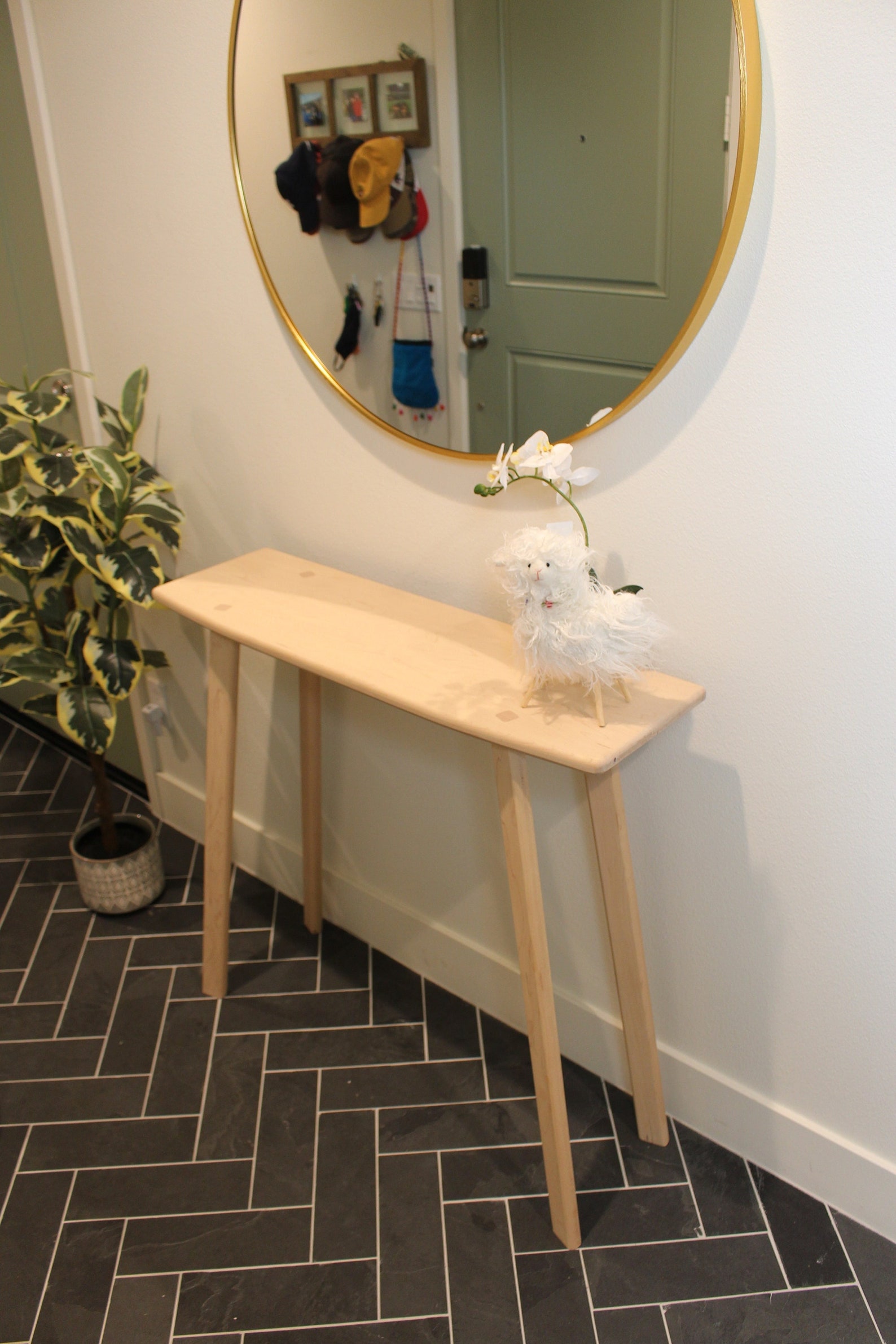 Solid Maple Entry Table, Angled Legs, Handmade Console - Etsy