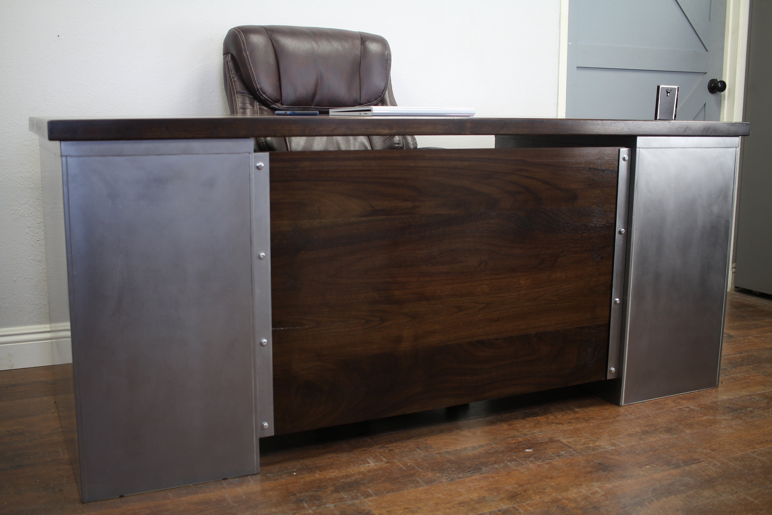 Modesty Panel for Our Desks - Solid Wood Rustic / Industrial / Urban ...