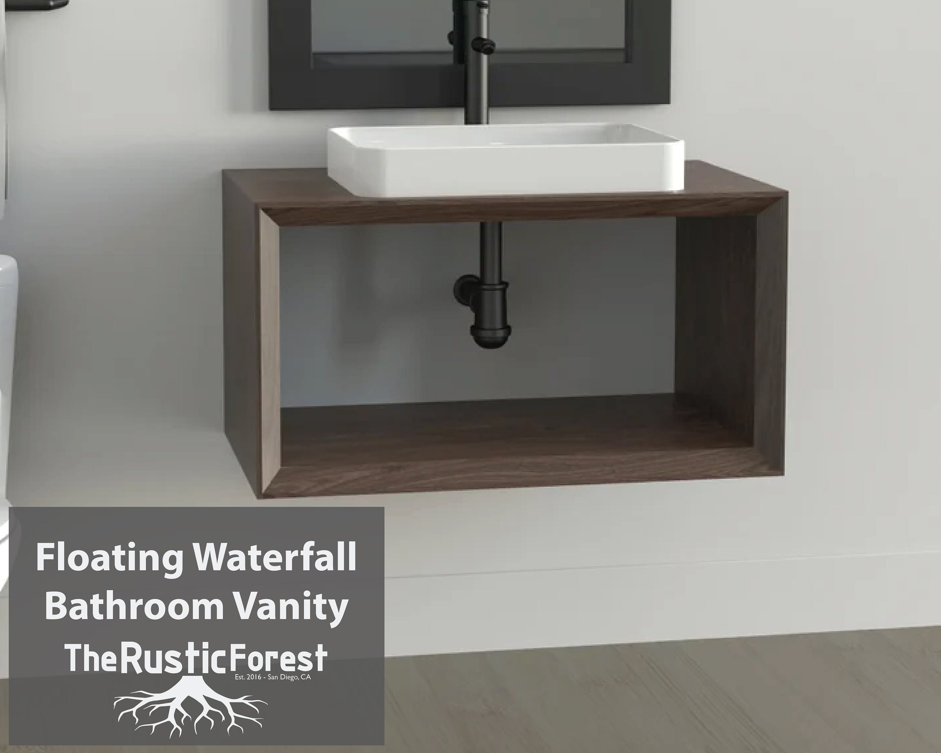 Waterfall Bathroom Vanity Floating All Wood / Scandinavian / - Etsy