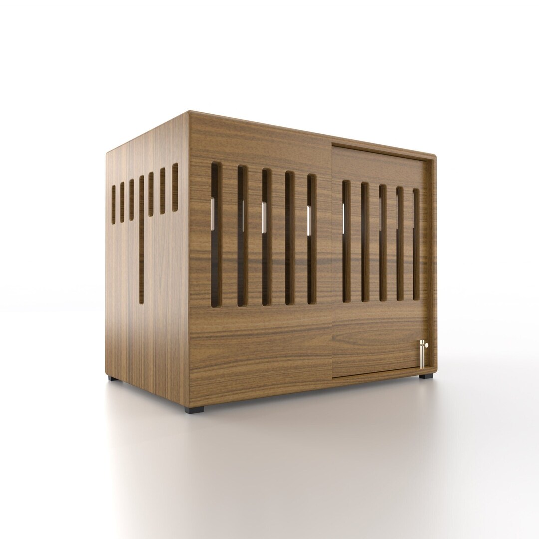 Modern Dog Crate With Sliding Door in Solid Wood and Handmade in USA ...