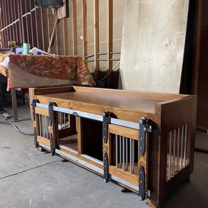 Dog Crate Bench, Sliding Barn Doors, Dog House, Farmhouse Dog Crate ...