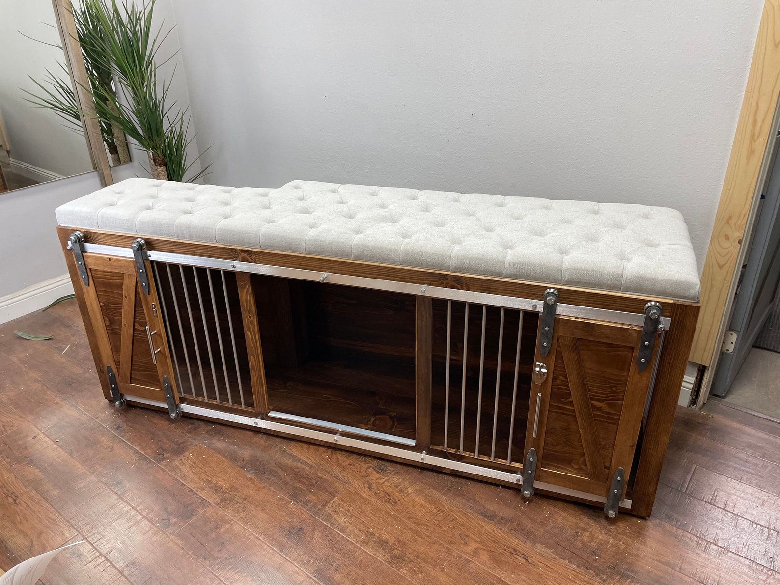 Dog Crate Ottoman With Stairs / Soft Cushion Top / Fully Custom / Dog ...