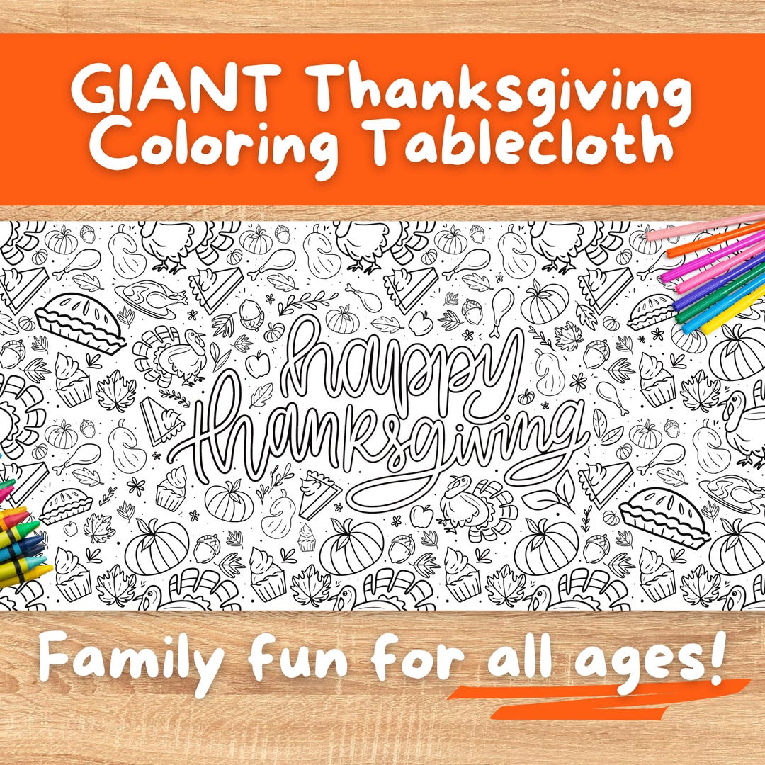 GIANT Color-it-yourself Thanksgiving Tablecloth, Thanksgiving Coloring ...