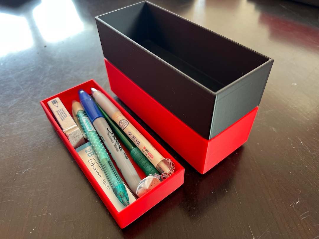 Stackable 3d-printed Pencil Box – Customizable Depth & Colors - Etsy