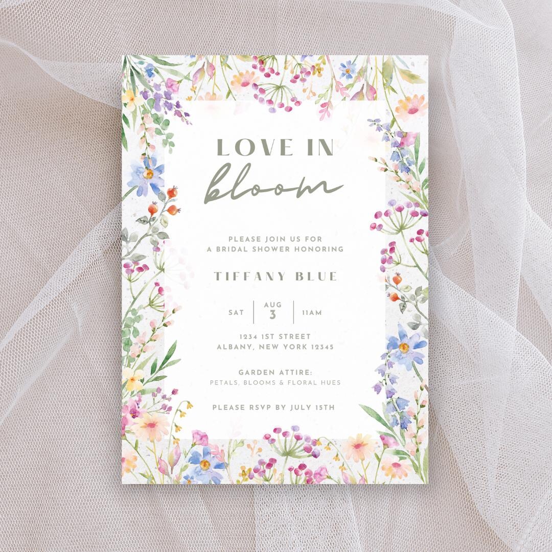Love in Bloom Bridal Shower Invitation | Floral Custom Design | Elegant ...