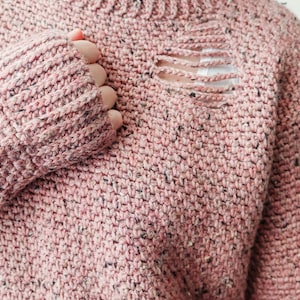 CROCHET PATTERN // Crochet Distressed Sweater, Modern Crochet Sweater ...