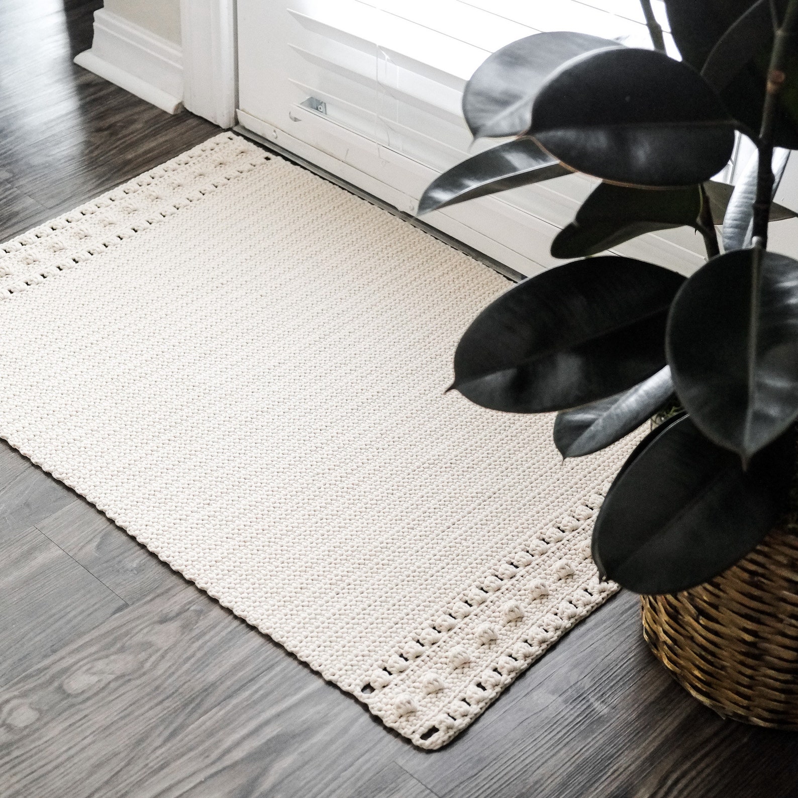 CROCHET PATTERN // Modern Rug Bobble Stitch Rug Floor Mat - Etsy