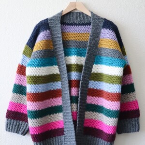 CROCHET PATTERN // Crochet Cardigan, Striped Crochet Sweater, Oversized ...