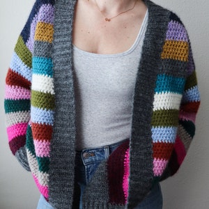 CROCHET PATTERN // Crochet Cardigan, Striped Crochet Sweater, Oversized ...