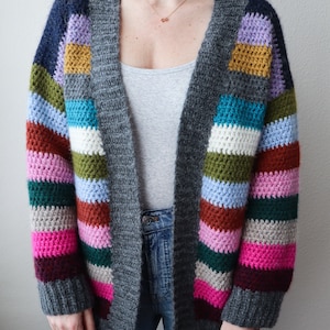 CROCHET PATTERN // Crochet Cardigan, Striped Crochet Sweater, Oversized ...