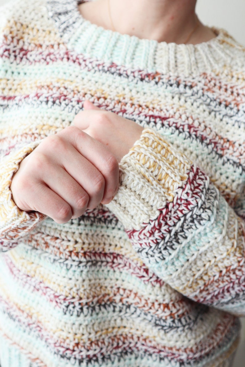 CROCHET PATTERN // Striped Crochet Sweater, Pullover, Jumper, Cropped ...